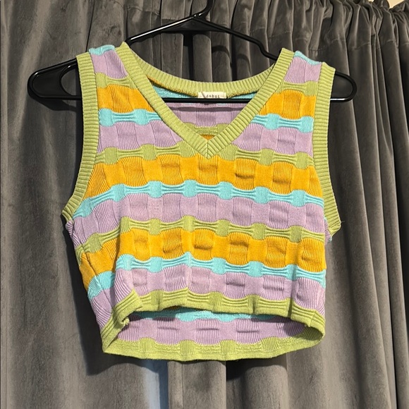 debut | Tops | Debut Yellow Ribbed Sleeveless Crop Tank Top | Poshmark